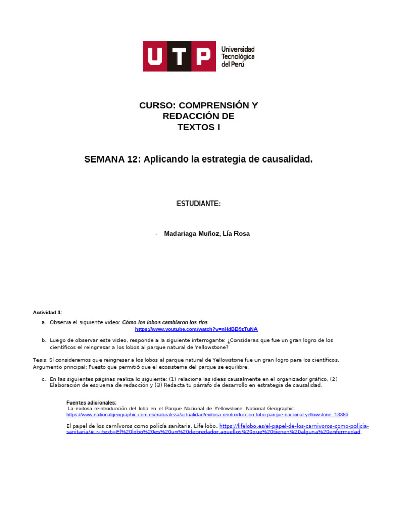 TAREA SEMANA 12 - Aplicando la estrategia de causalidad. | PDF ...