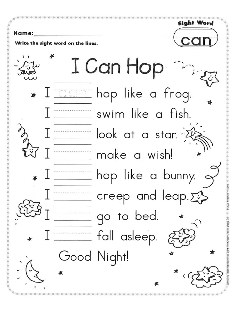 Sightwords Sentences and Poem 2 | PDF