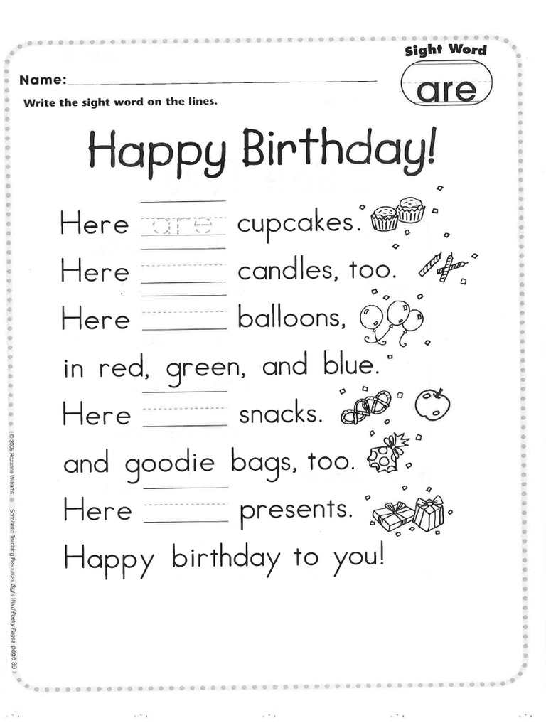 Sightwords Sentences and Poem | PDF