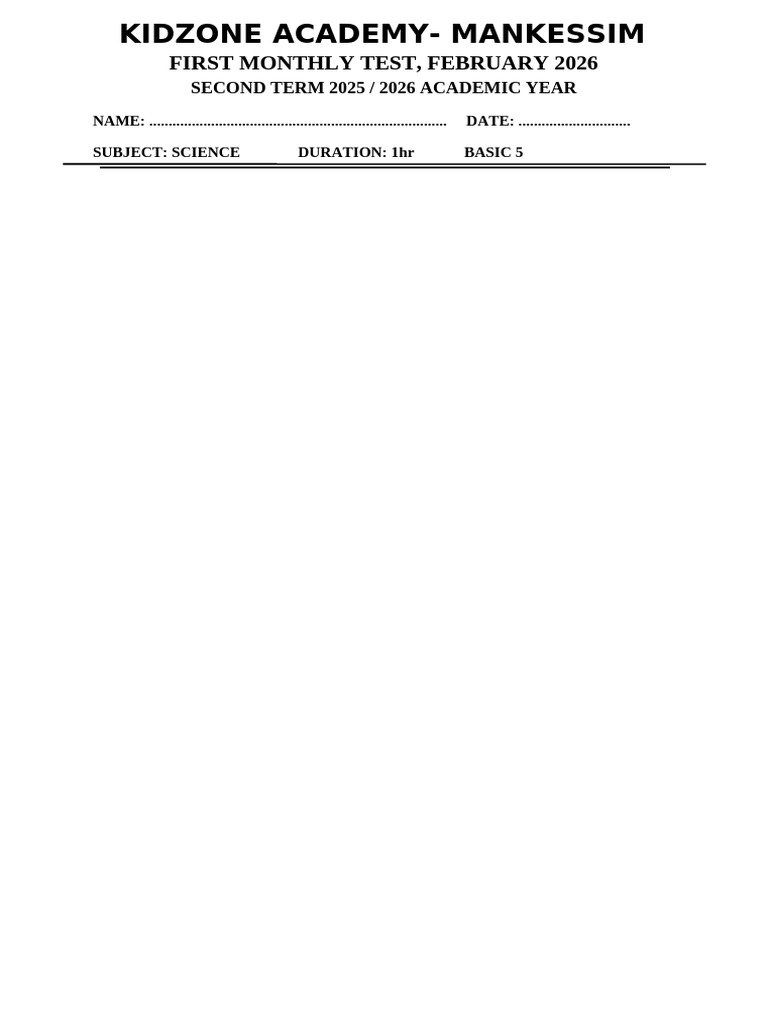 First Monthly Test Heading | PDF