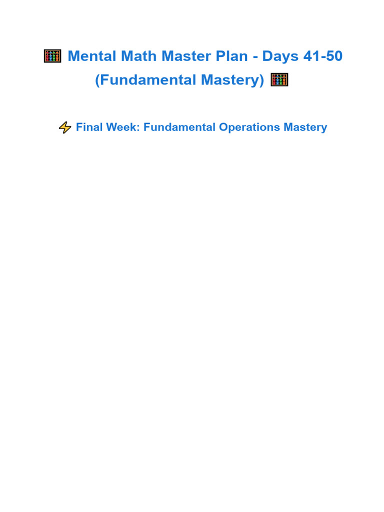Mental Math Mastery: Days 41-50 Guide | PDF | Mathematics | Arithmetic