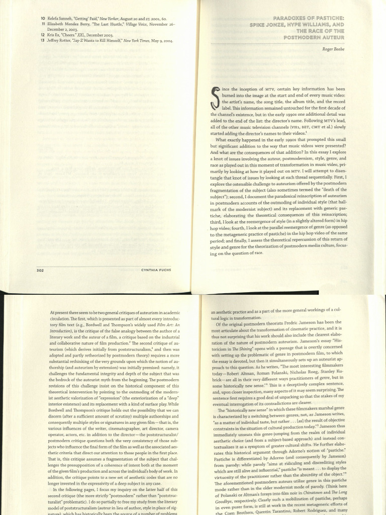 Beebe_Paradoxes of Pastiche: Spike Jonze, Hype Williams, and the Race ...