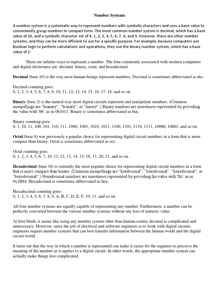 Number Systems | PDF | Mathematical Notation | Numbers