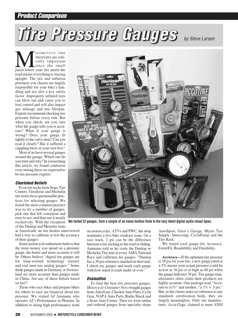 Tire Gauge Evaluation | Tire | Pressure