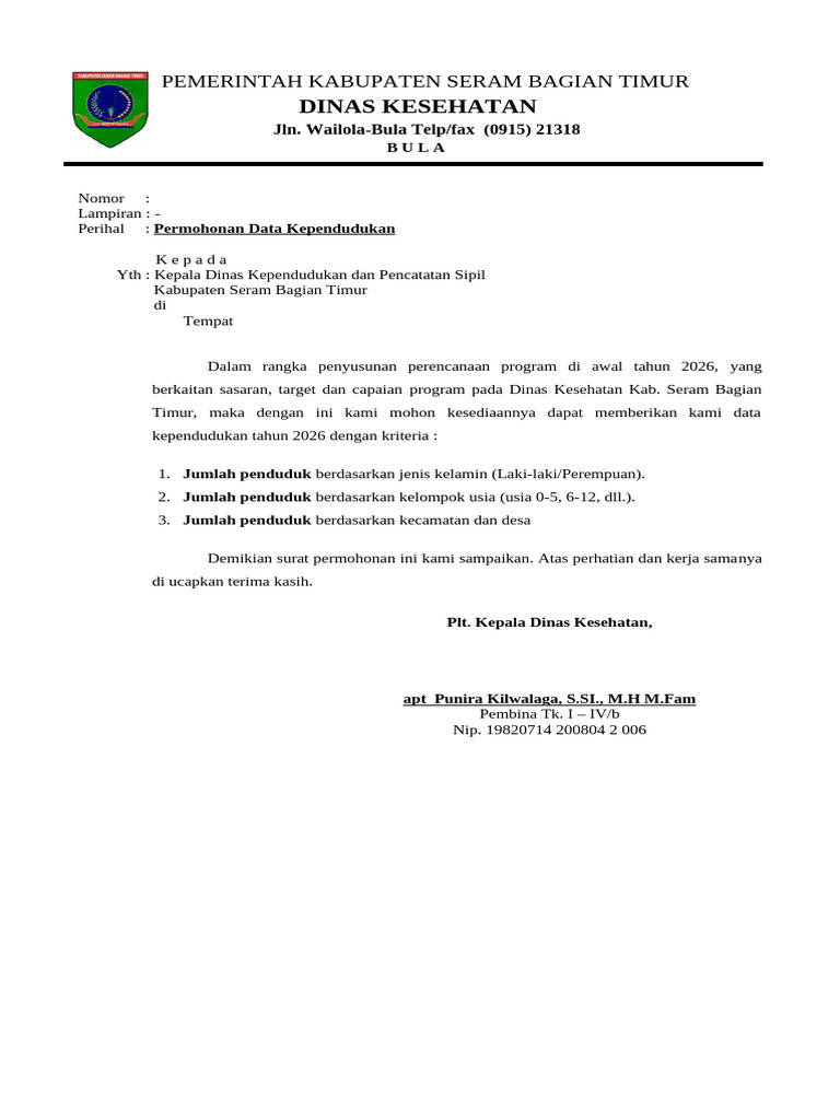 Surat Permintaan Capil | PDF