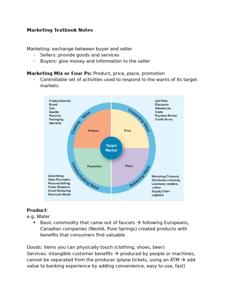 Marketing Textbook Notes-Midterm | PDF | Marketing | Retail