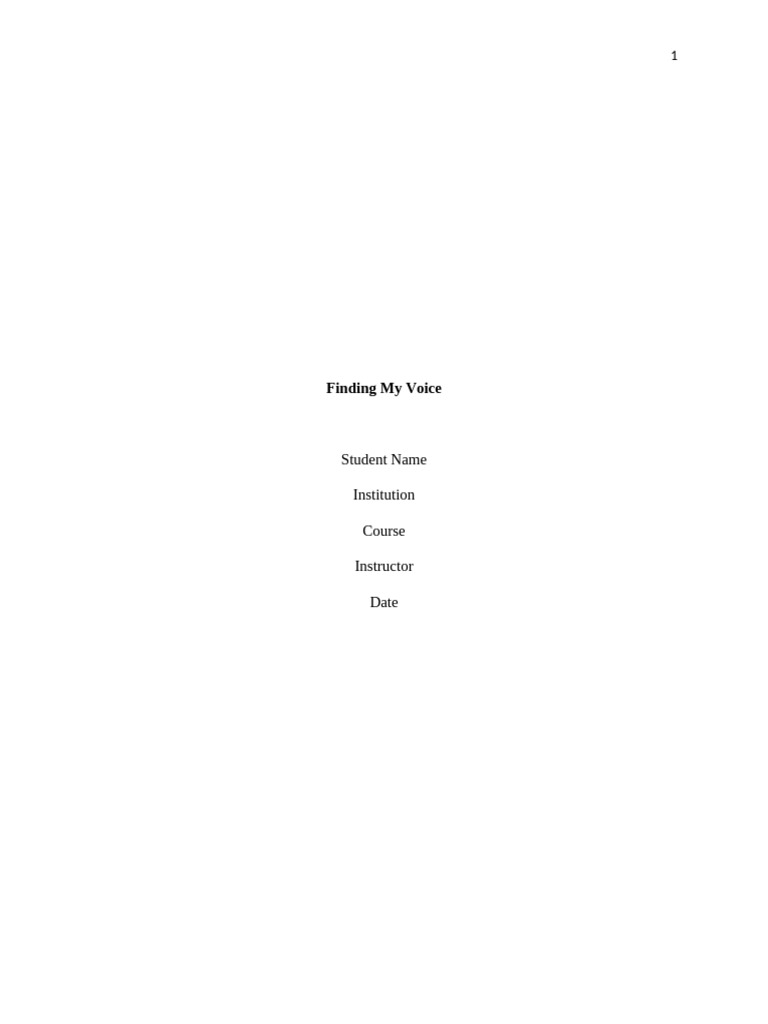Finding My Voice | PDF