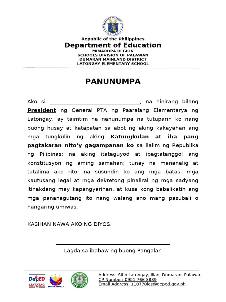 Panunumpa Pta | PDF