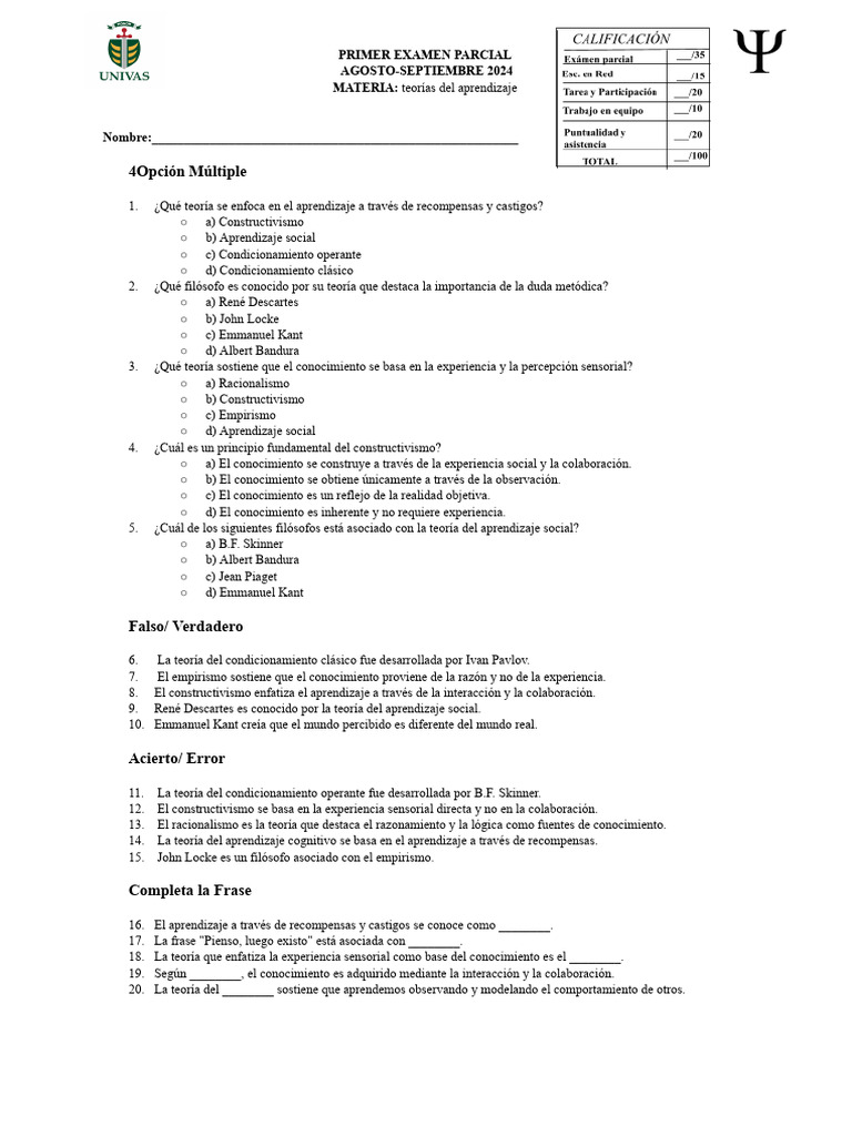 Teorias Del Aprendizaje 4 | PDF | Teoría del aprendizaje (educación ...
