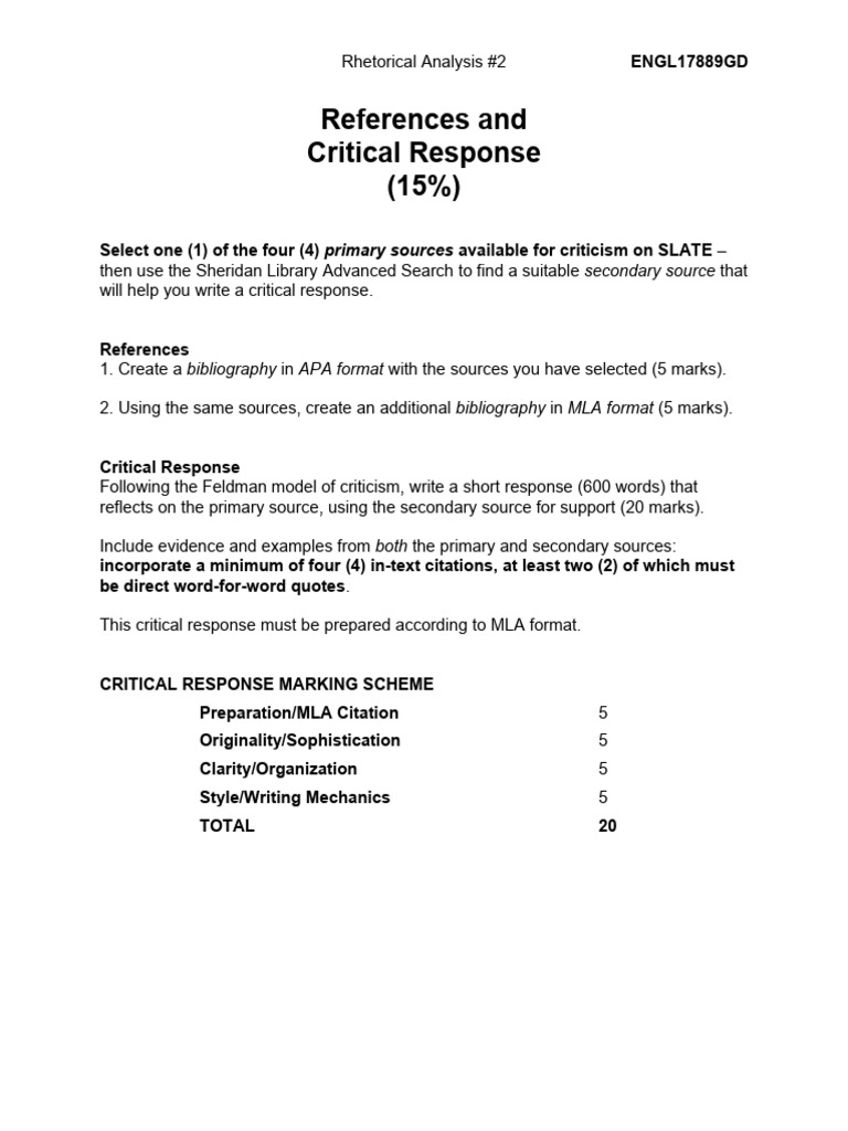 Rhetorical Analysis and Critical Response Guide | PDF