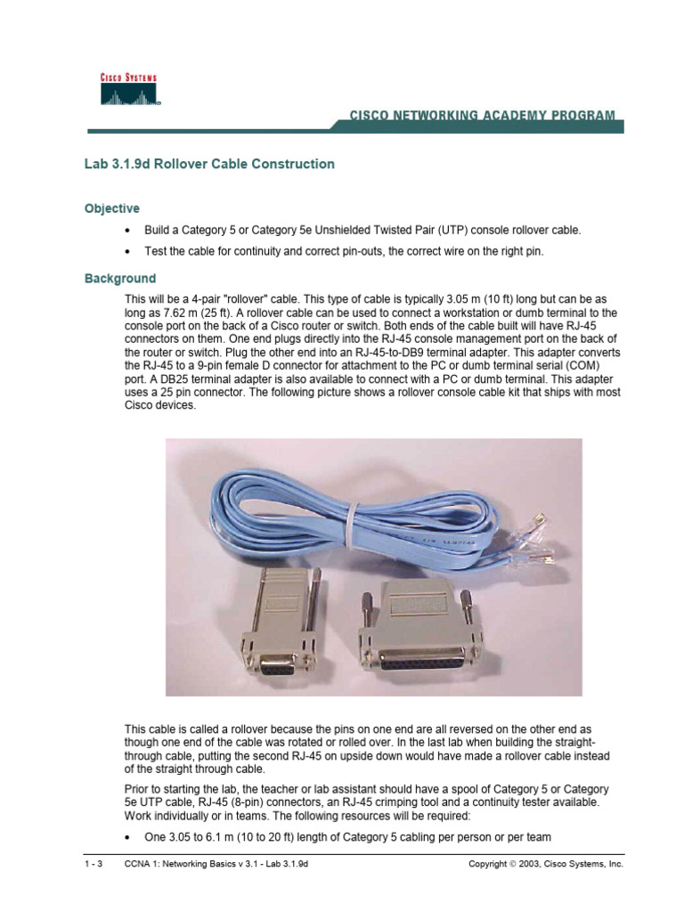 CCNA1 Lab 3 1 9d En | PDF | Electrical Connector | Electronics