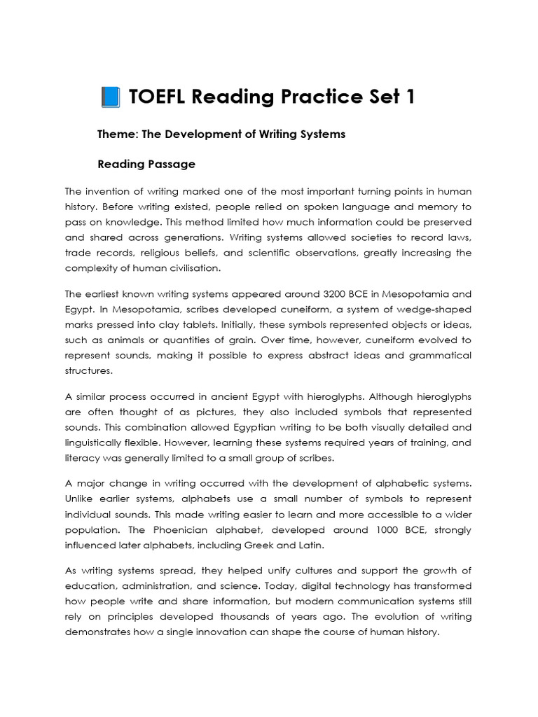 ? TOEFL Reading Practice Set 1 | PDF | Oceans | Writing