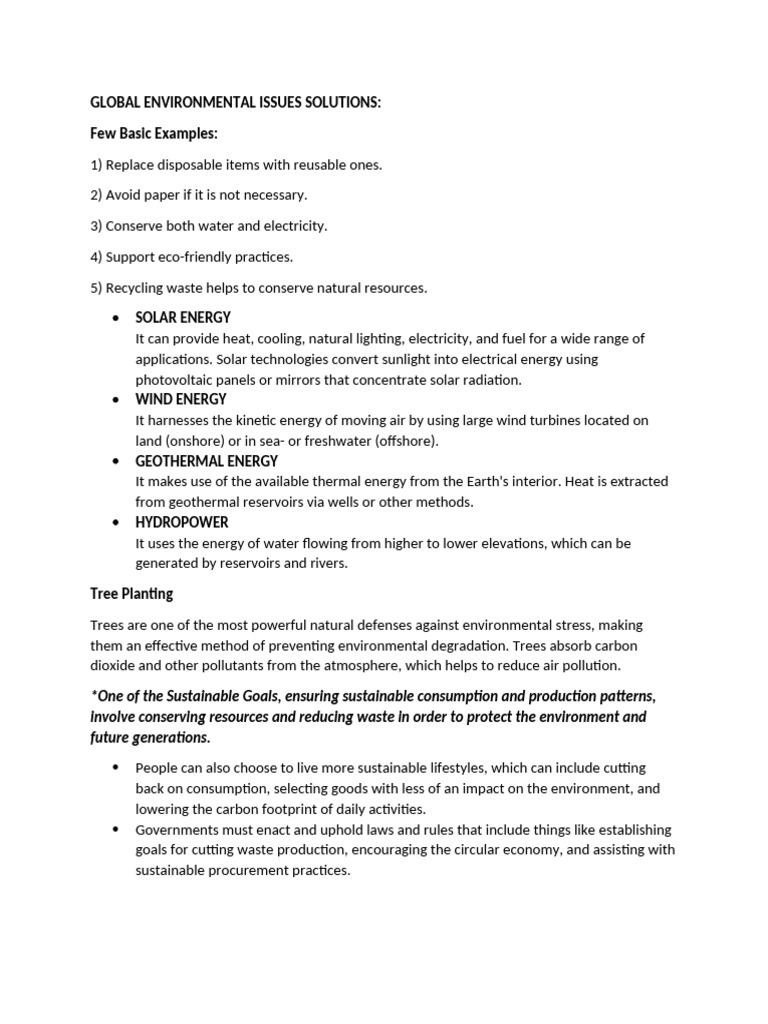Solutions for Global Environmental Issues | PDF | Solar Power | Solar ...