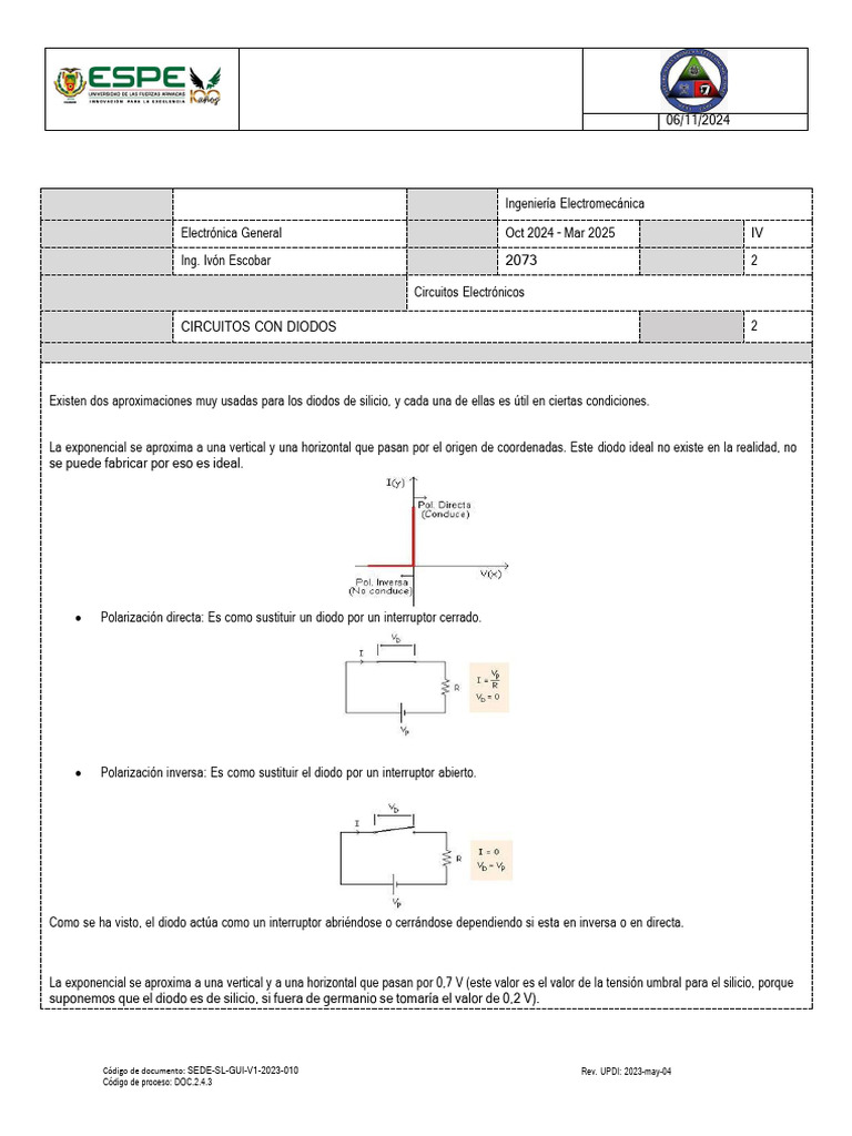 GUIA LABORATORIO #2 CIRCUITOS CON DIODO | PDF | Diodo | Corriente eléctrica