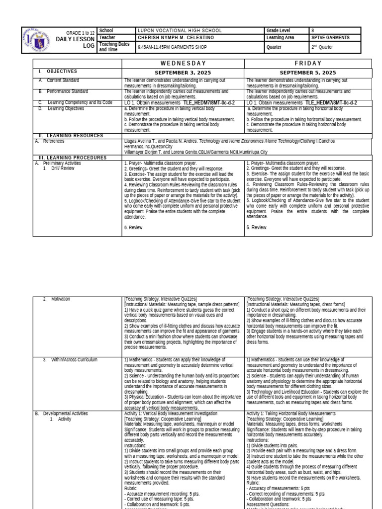 2. 3 Procedure for Vertical Body Measurement and Procedure for ...