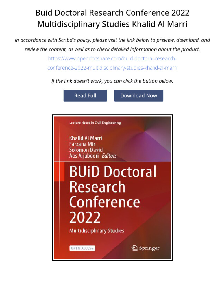 BUiD Doctoral Research Conference 2022 Multidisciplinary Studies Khalid ...