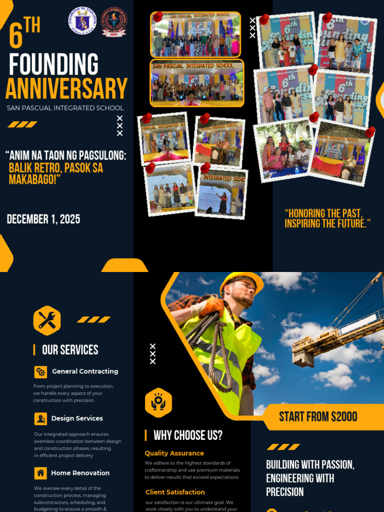 Dark Blue and Yellow Minimalist Construction Company Trifold Brochure | PDF