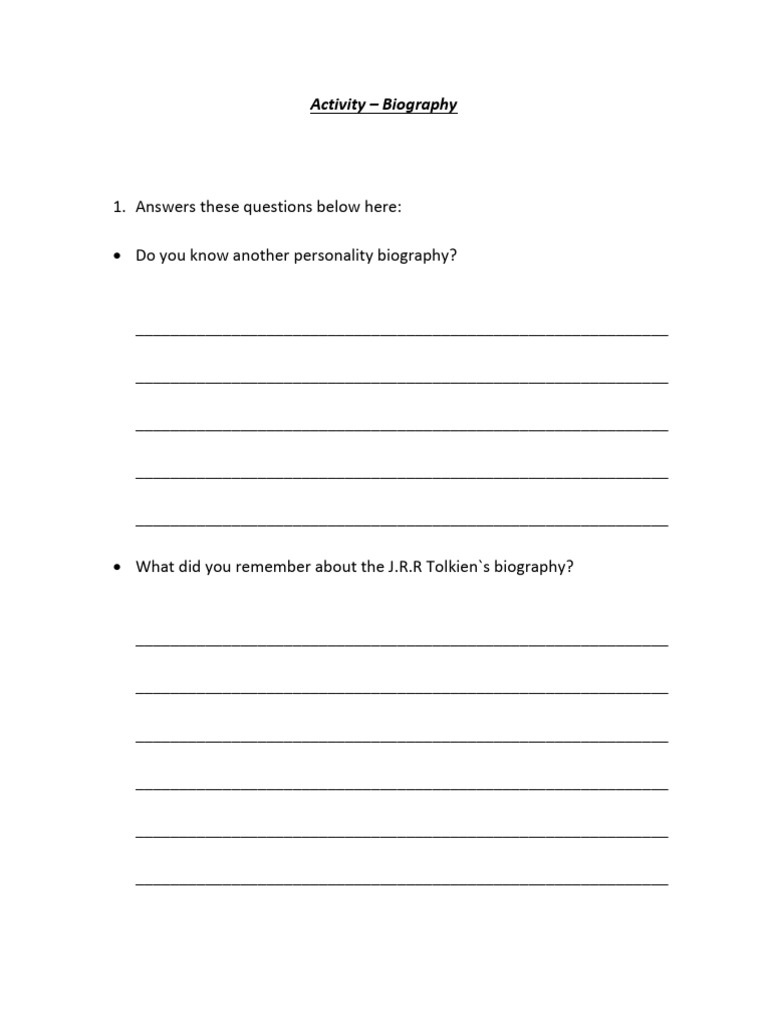 Personal Biography Activity Guide | PDF