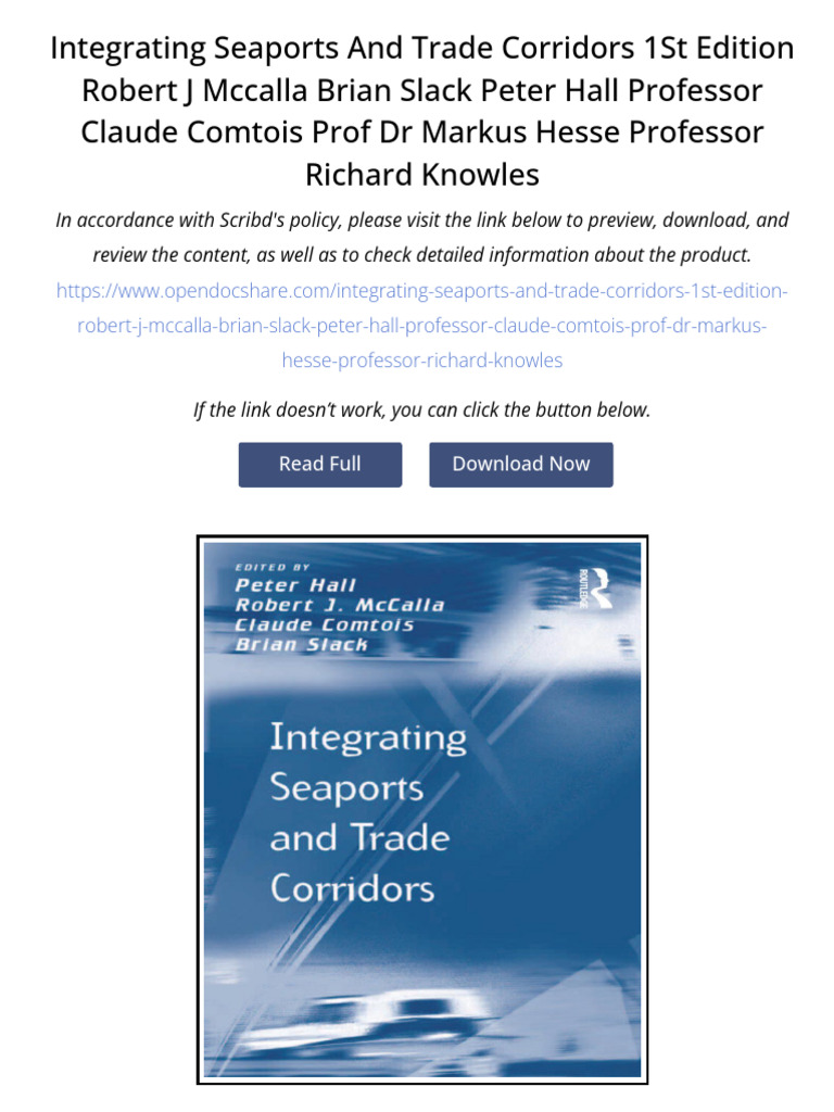 Integrating Seaports And Trade Corridors 1st Edition Robert J Mccalla ...