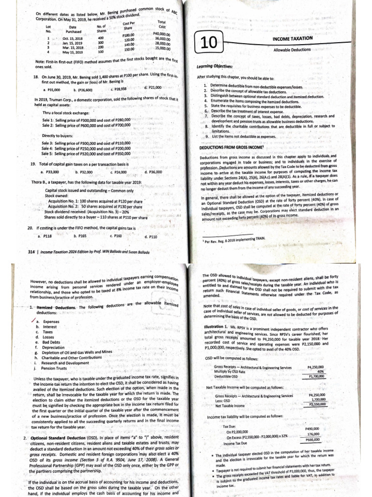 Allowable Deductions | PDF