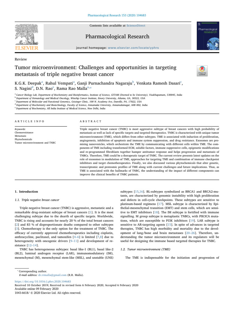 Tumor Microenvironment Challenges and Opportunities in Targeting ...