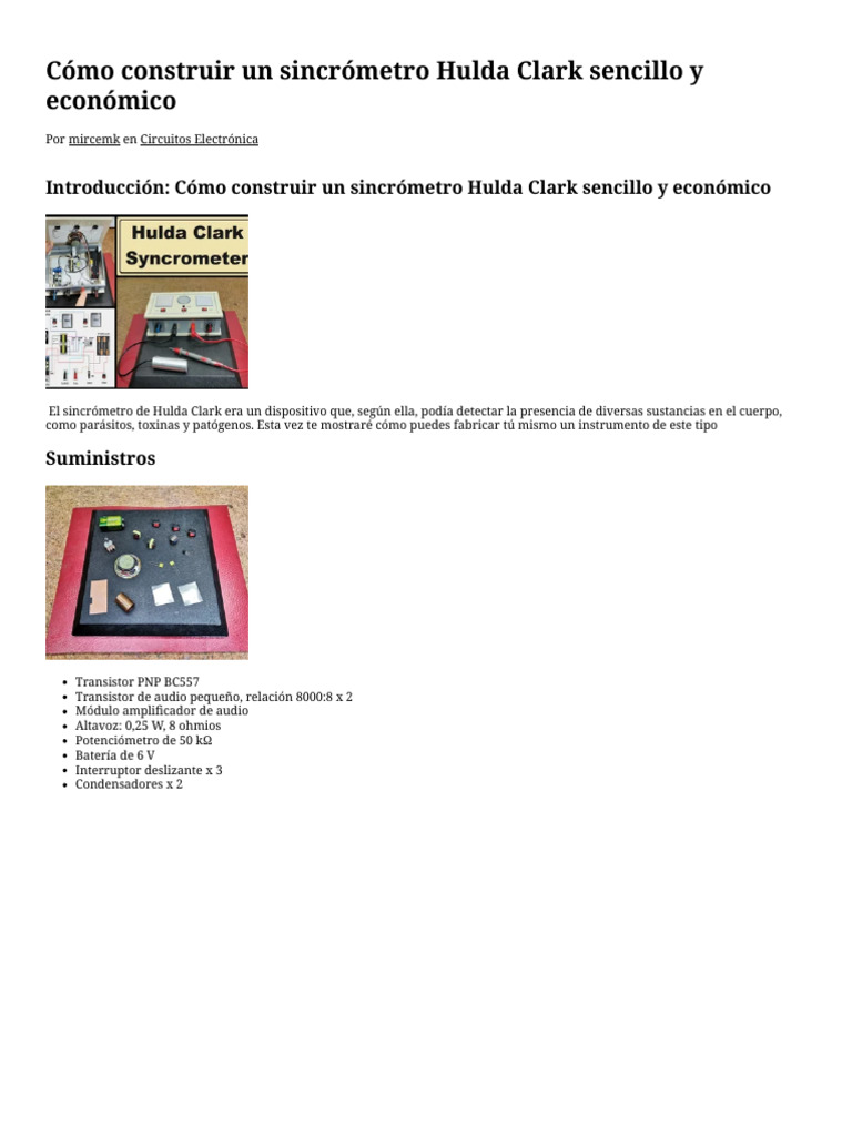 Construcción de un sincrómetro Hulda Clark | PDF | Resistor | Electrónica