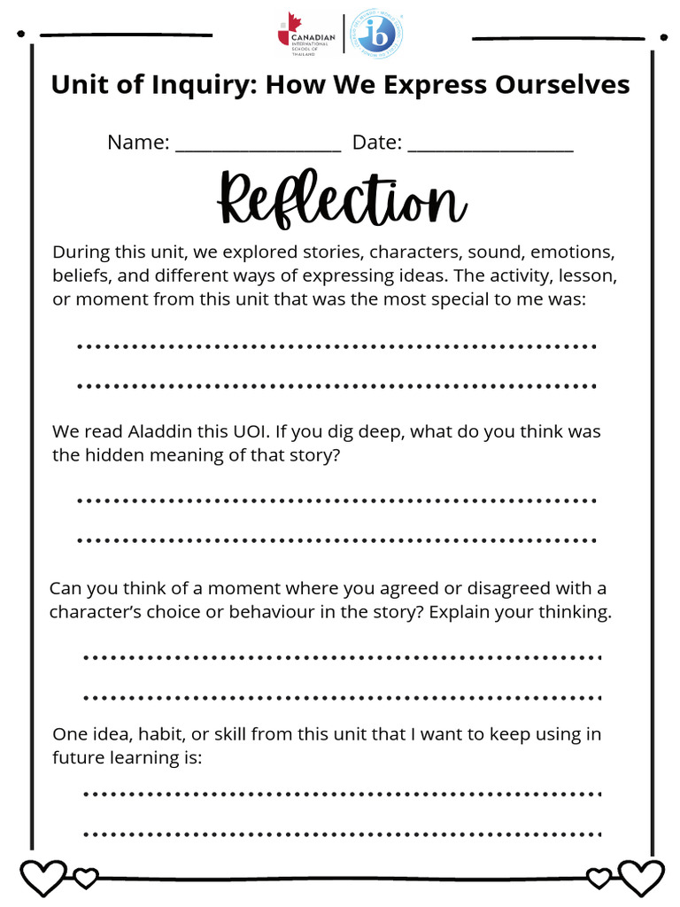 How We Express Ourselves Reflection Worksheet | PDF