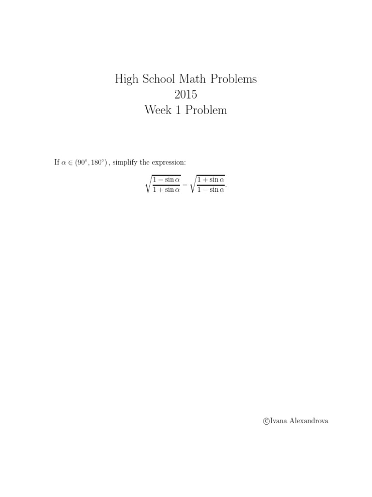 1-Math Problems for High School Students | PDF | Square Root | Angle