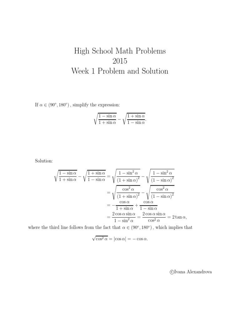 2-Math Problems for High School Students | PDF | Square Root ...
