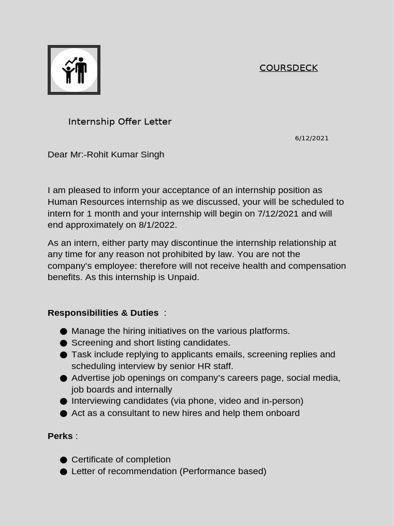 Coursdeck Offer Letter | PDF