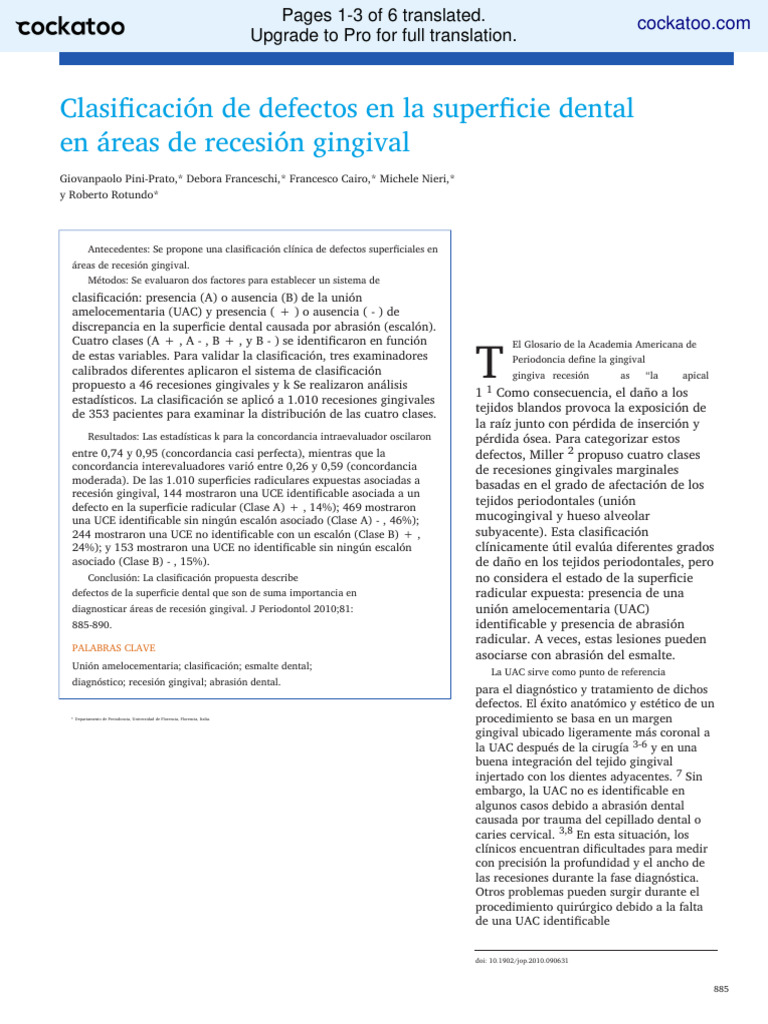 Classification of Dental Surface Defects Pini Prato 2010_es (1) | PDF ...