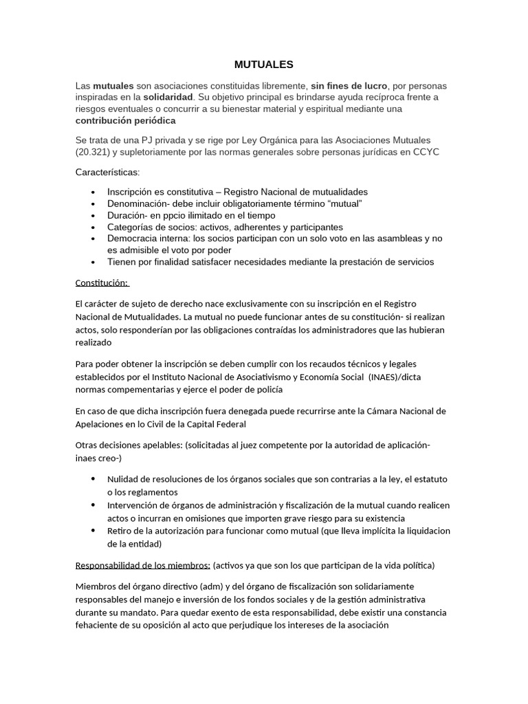 Unidad 3- Mutuales | PDF | Organización mutua | Sociedad de ...