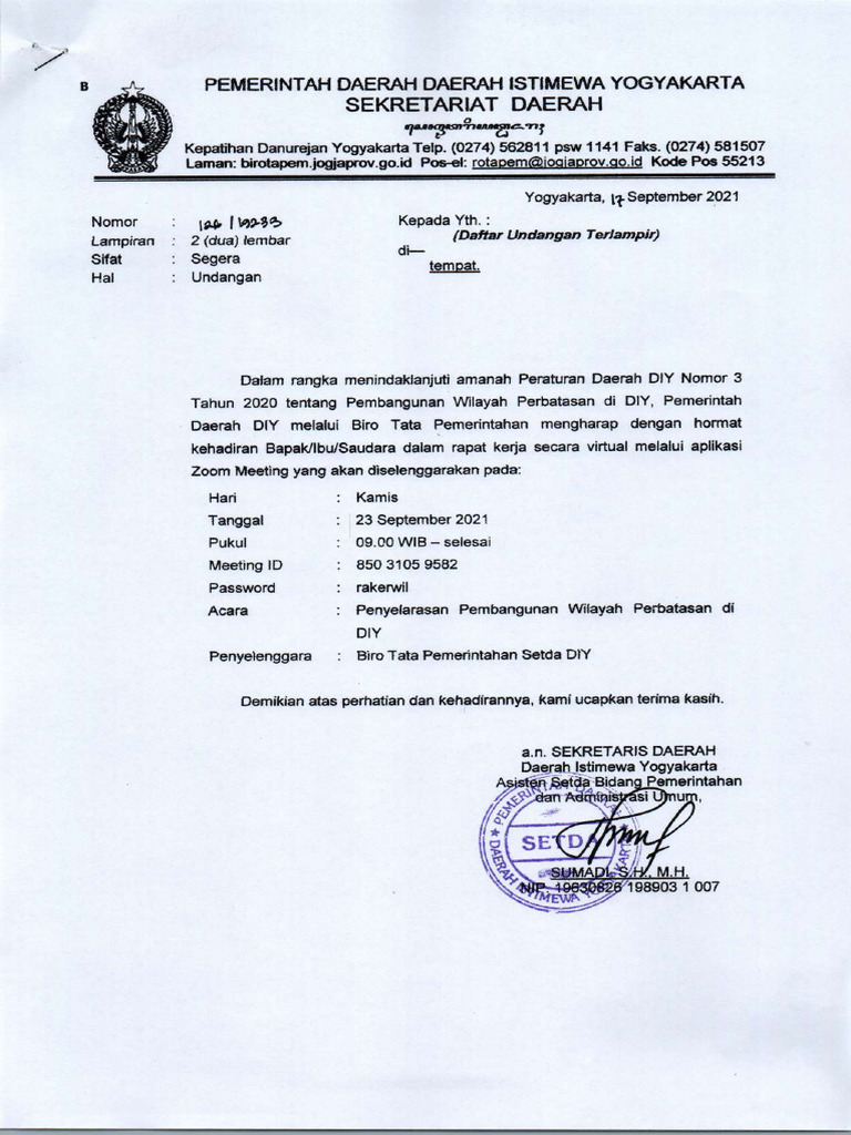 Undangan Raker Penyelarasan Pembangunan 23 Sep 21_compressed | PDF