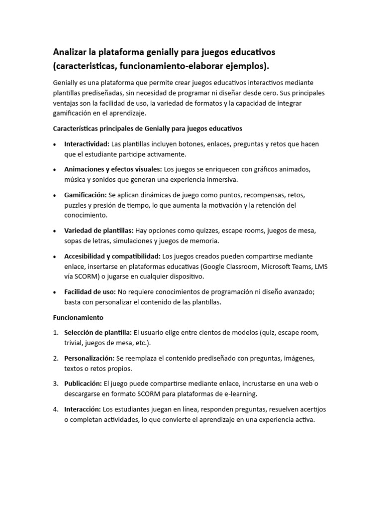 Analizar La Plataforma Genially Para Juegos Educativos | PDF ...