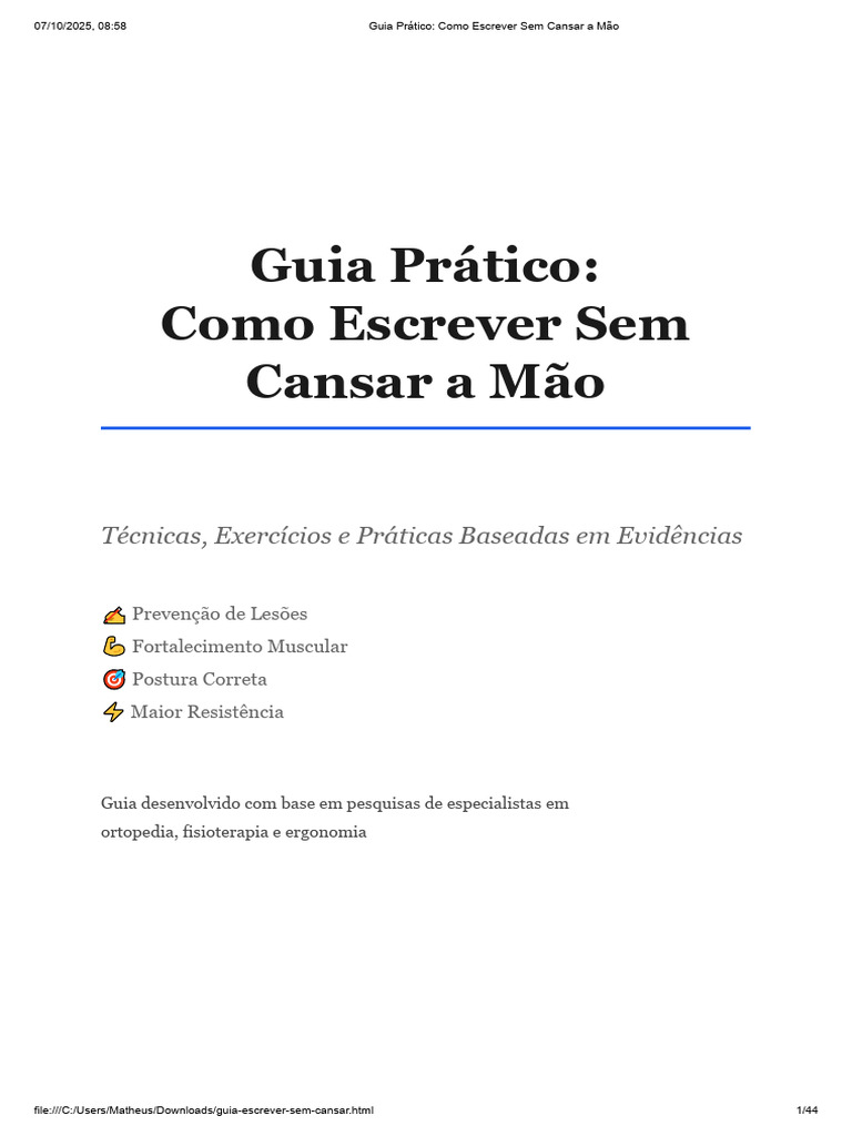 Escreva Sem Cansar: Guia Prático | PDF | Caneta | Músculo