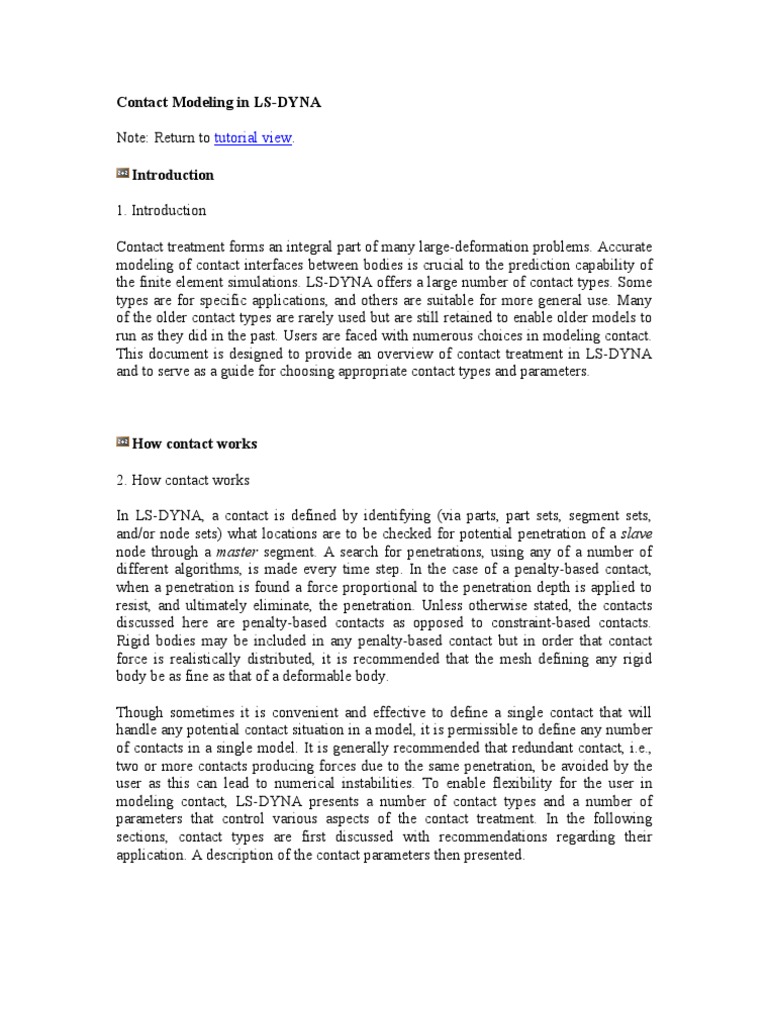 Contact Modeling in LSDyna | PDF | Friction | Force