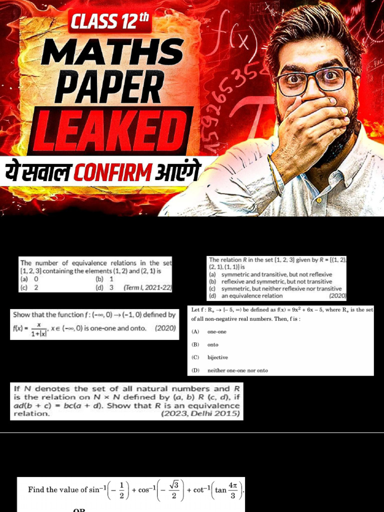 Class 12 Maths Paper Leaked | PDF
