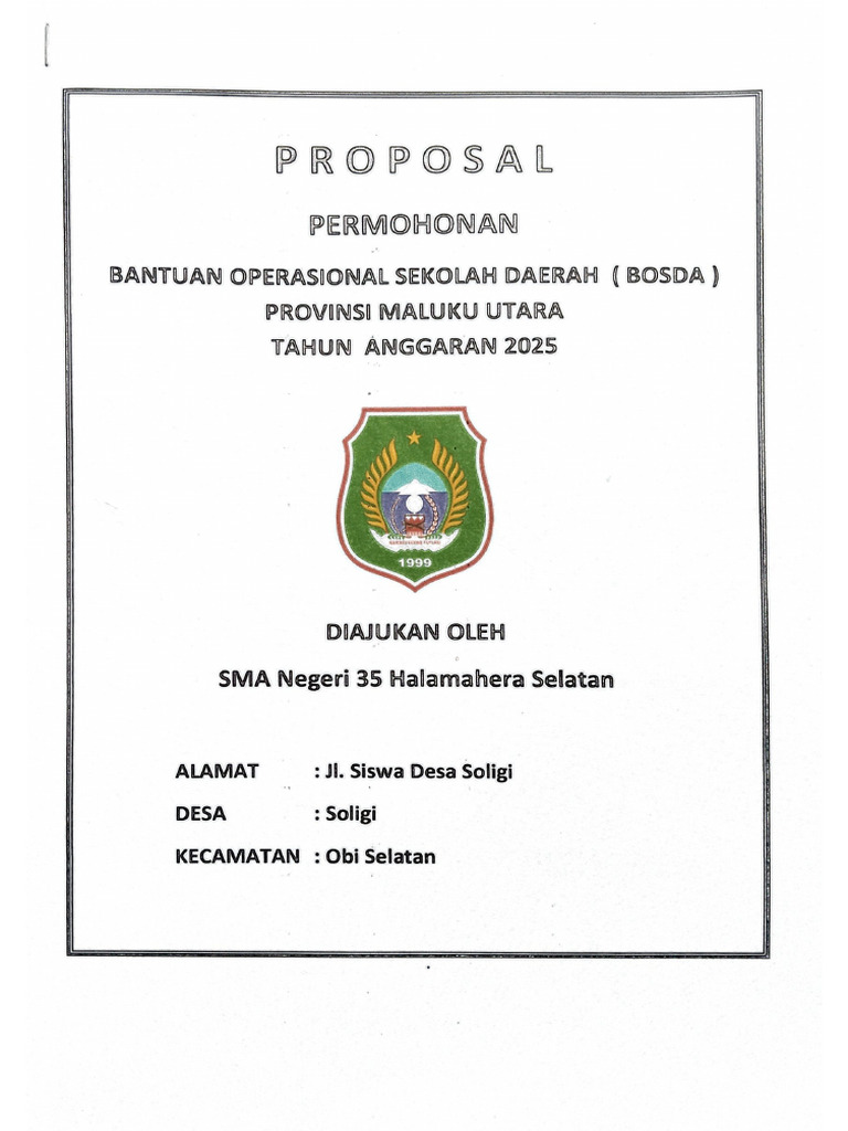 Proposal Bosda Sma Negeri 35 Halsel | PDF