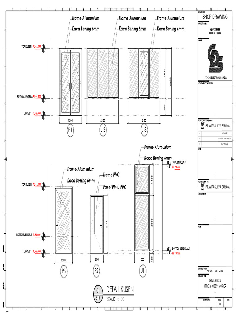 Shop Drawing for Aluminum Frame Details | PDF