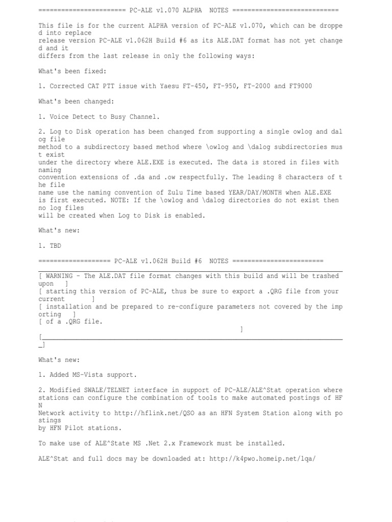 PC-ALE v1070 Alpha Notes | PDF | Port (Computer Networking ...