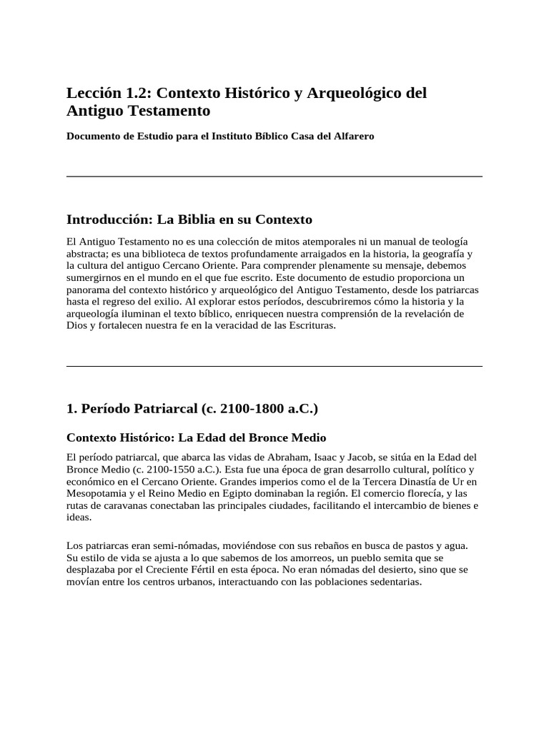 Leccion 1 2 Contexto Historico Arqueologico.md | PDF | Libro del éxodo | Reino de judá