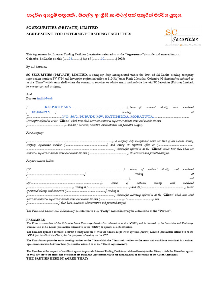 Sample Online Trading | PDF | Indemnity | Private Law