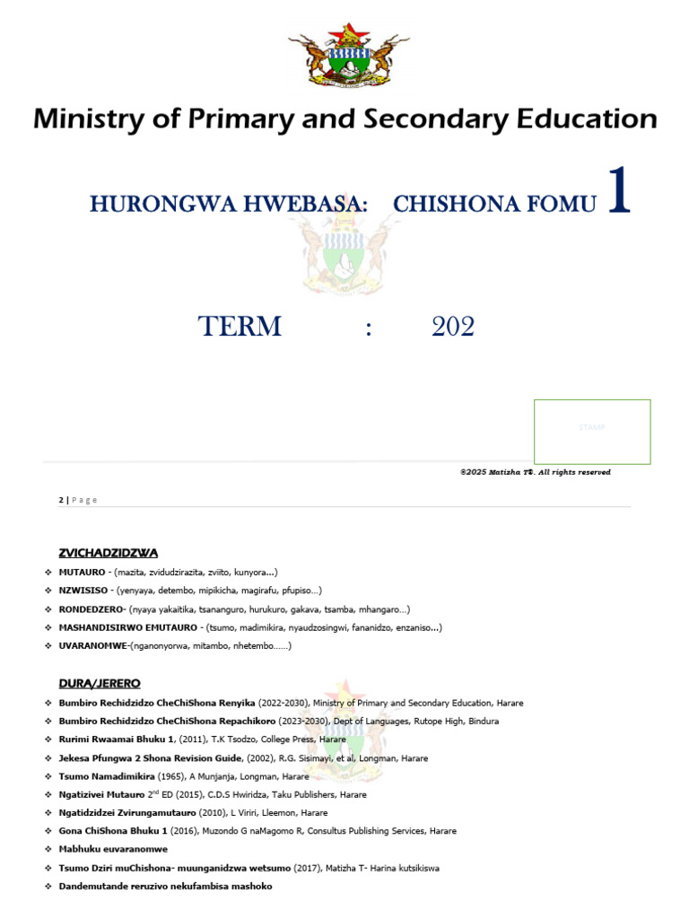 861009610 Chishona Form 1 Term 2 Scheme 2025 Hbc | PDF | Languages ...
