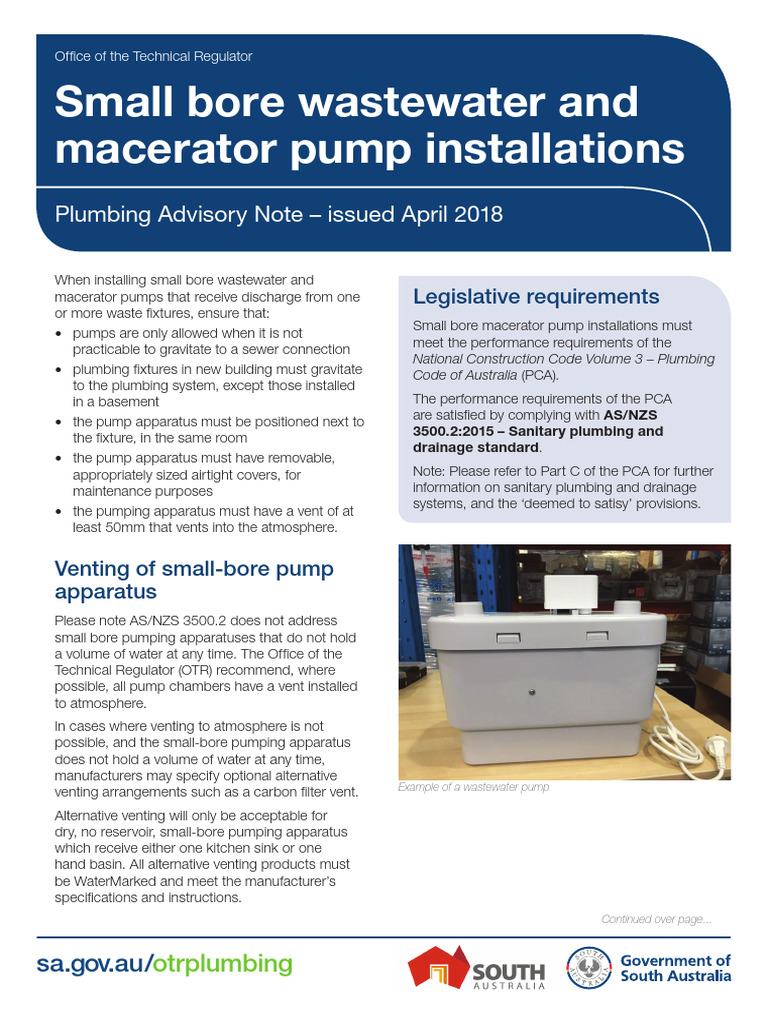 Small Bore Wastewater Pump Guidelines | PDF | Plumbing | Pump