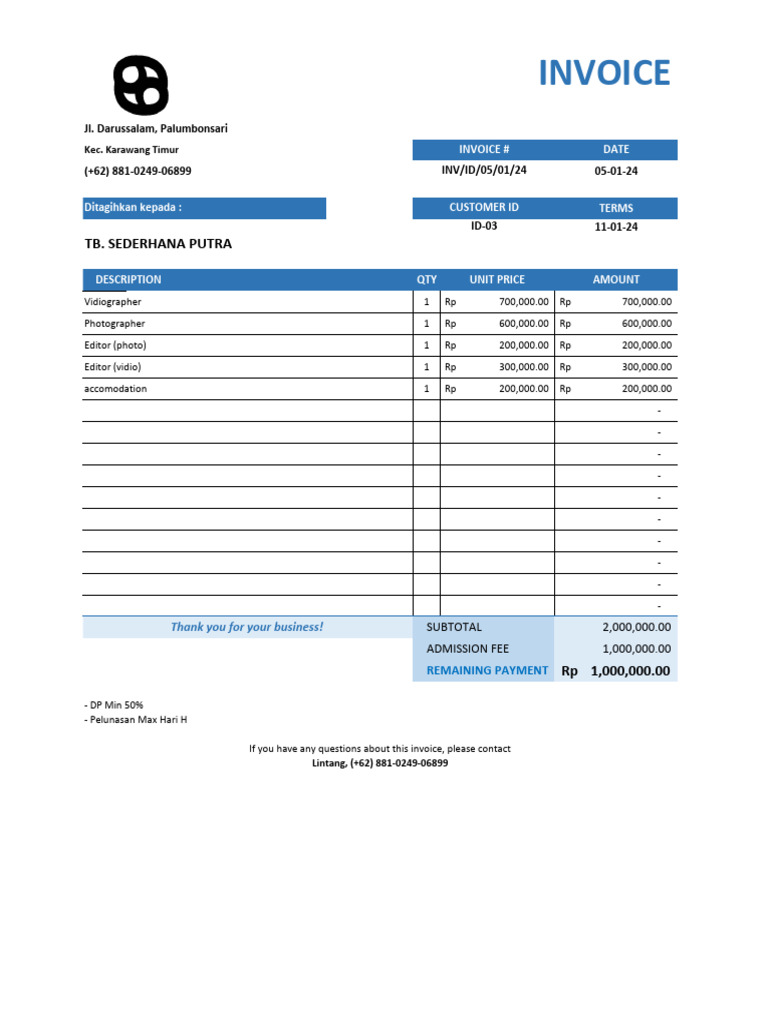 03. Dp Invoice - Tb. Sederhana Putra | PDF | Accounting | Business ...