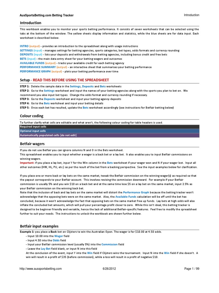 Betting Tracker v2 01 Euro | PDF | Odds | Microsoft Excel