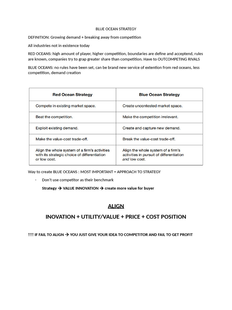 Summary Blue Ocean Strategy | PDF