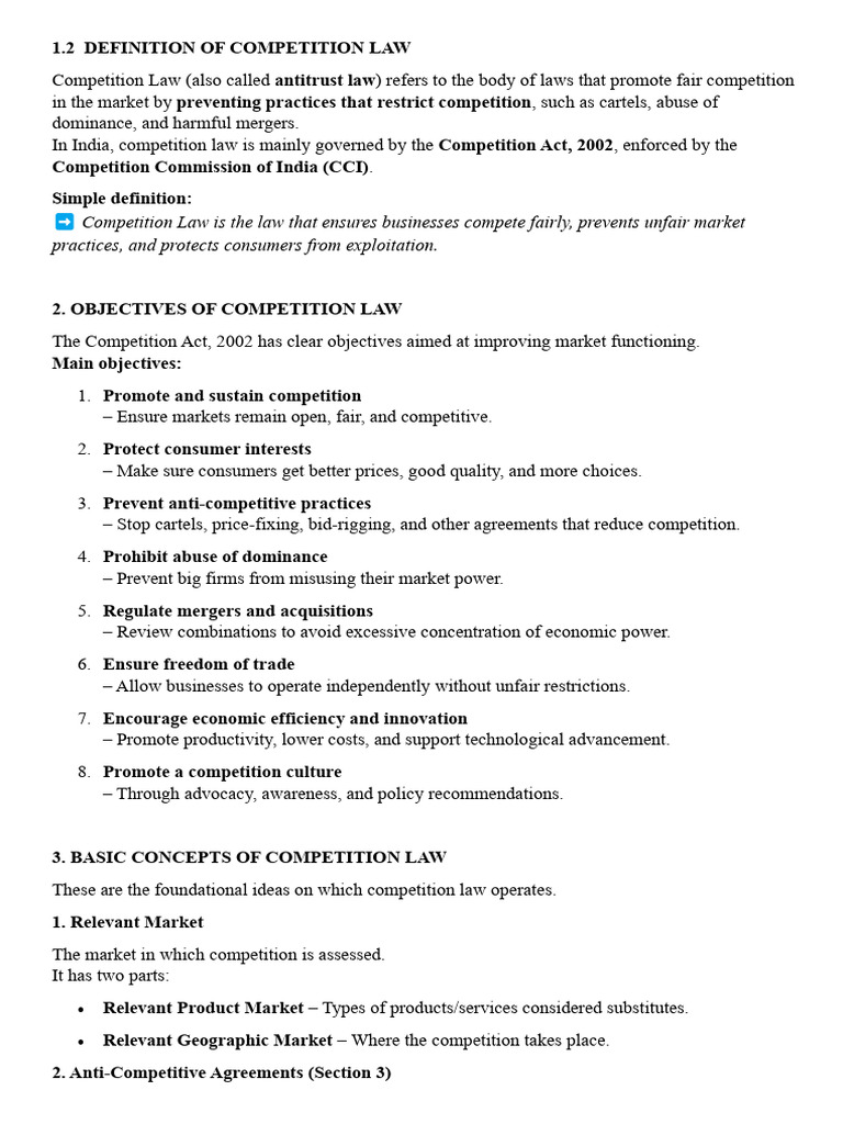 Overview of Competition Law in India | PDF | Competition Law | United ...