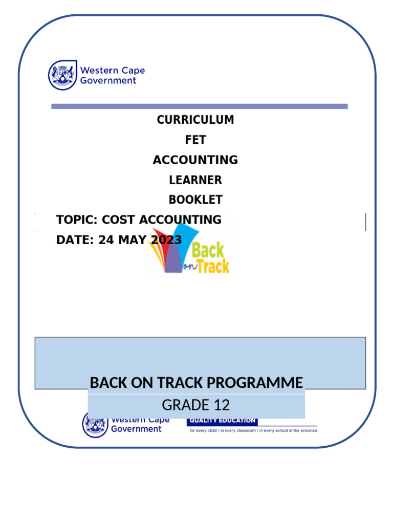 Grade 12 Manufacturing Learner Book 24 May 2023 - Final | PDF | Cost Of ...