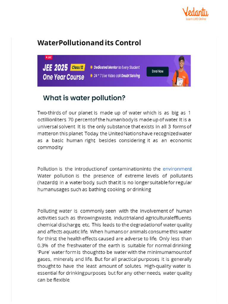 Water Pollution and Its Control | PDF